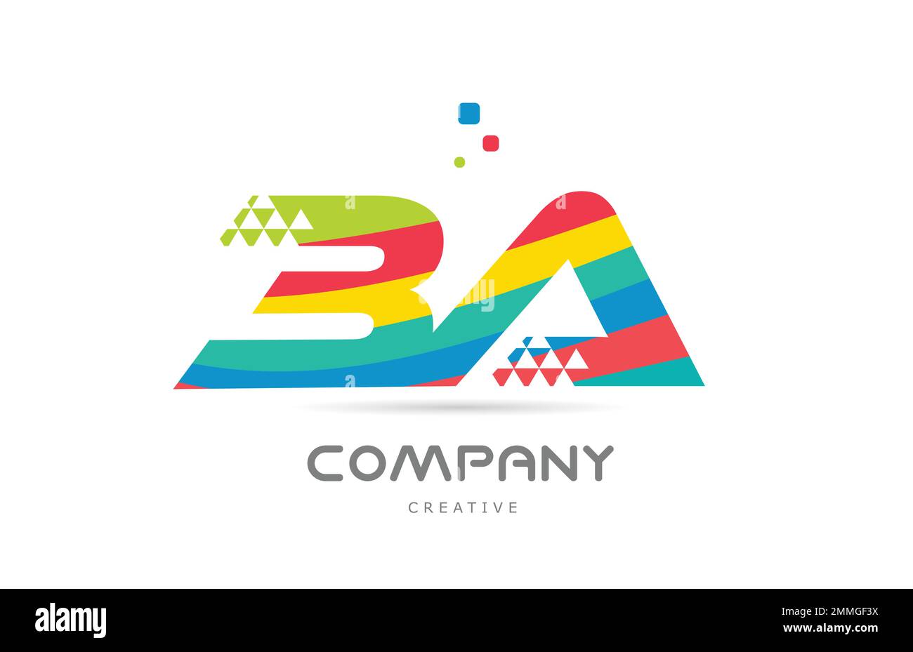 BW colorful alphabet letter logo icon design combination. Colored ...