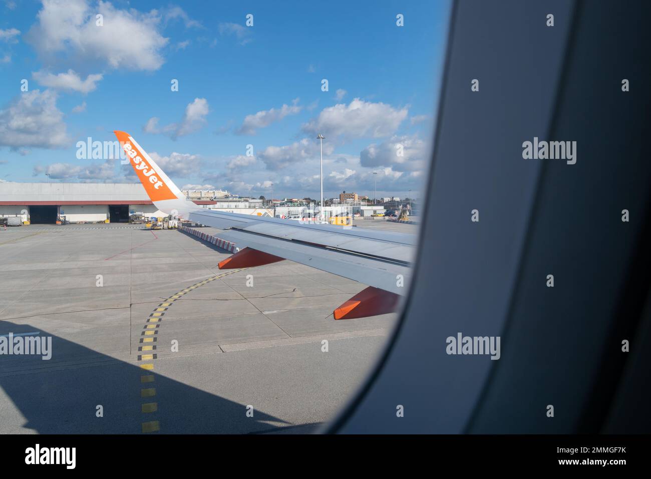Traveling on airplanes with easyjet airlines. Airplane wings. Airbus ...