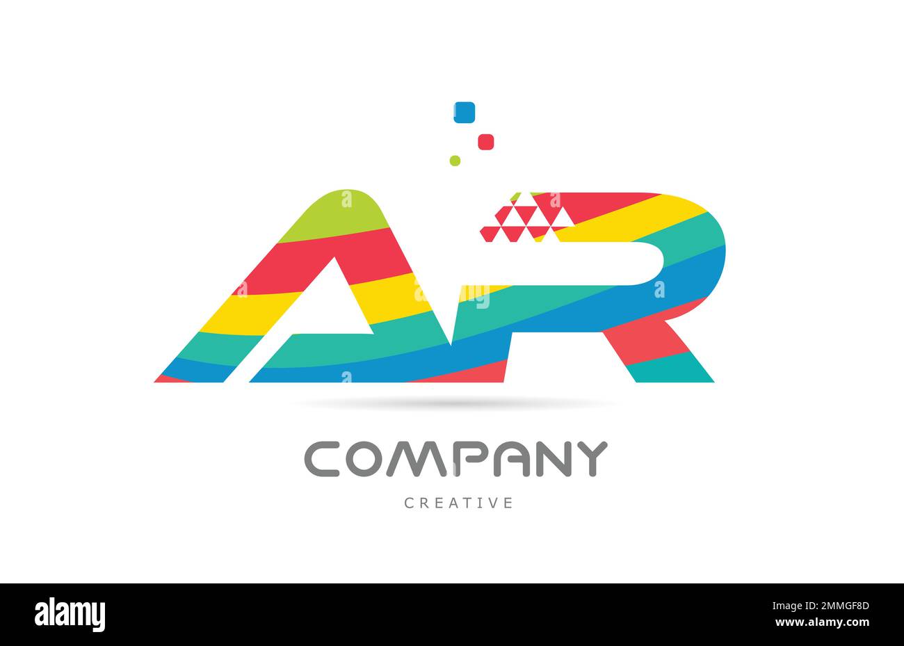 AR colorful alphabet letter logo icon design combination. Colored ...