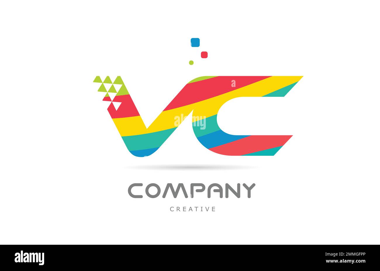 VC colorful alphabet letter logo icon design combination. Colored ...