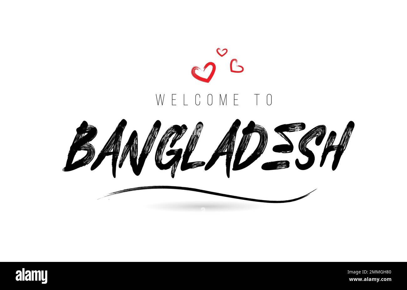 Welcome to BANGLADESH country text typography with red love heart and ...