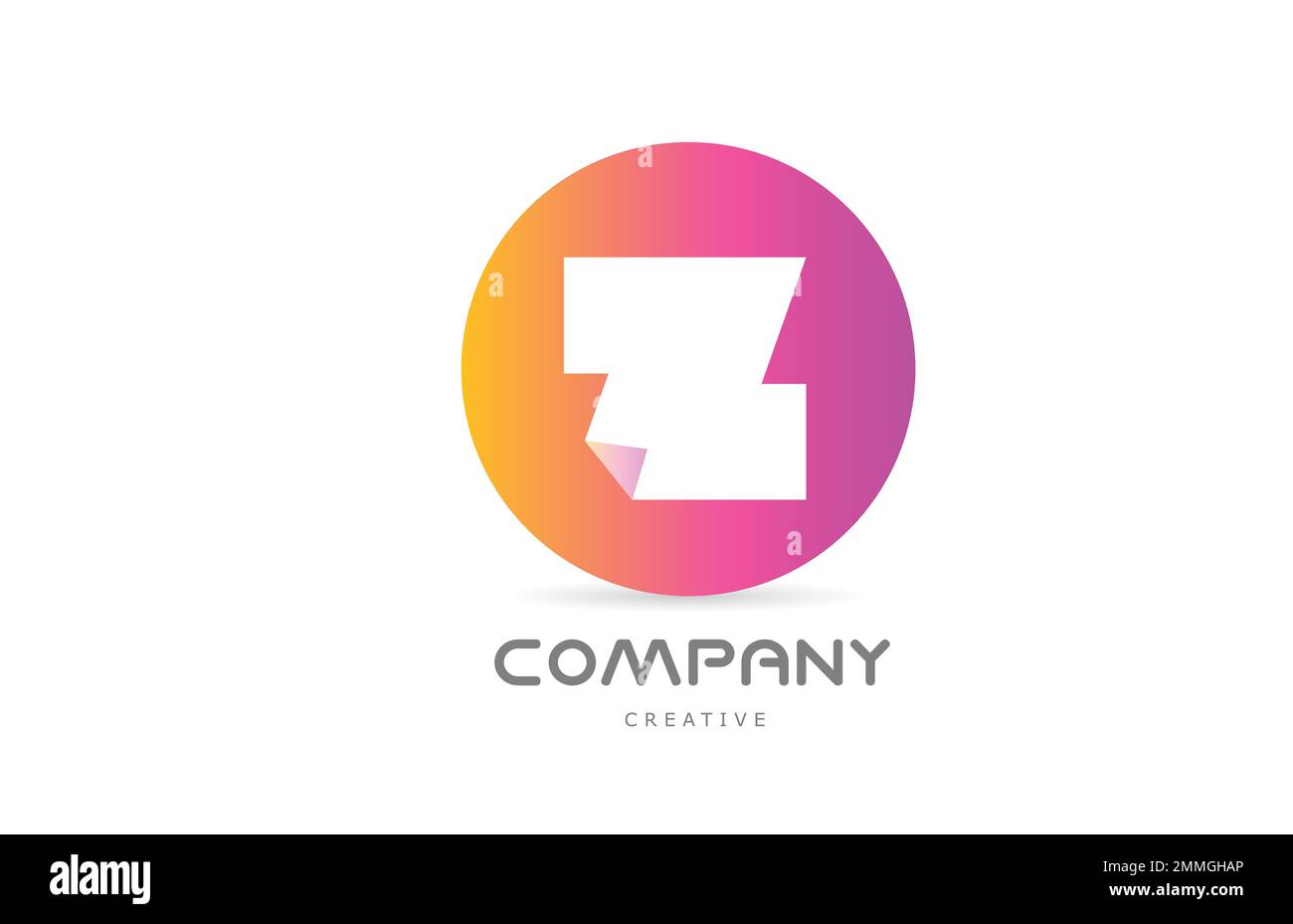 pink yellow Z geometric alphabet letter logo icon design with folded ...