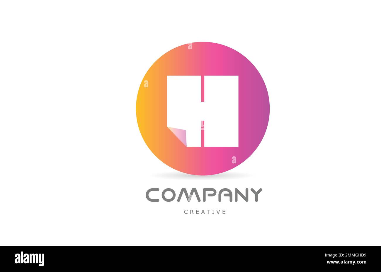 pink yellow H geometric alphabet letter logo icon design with folded ...
