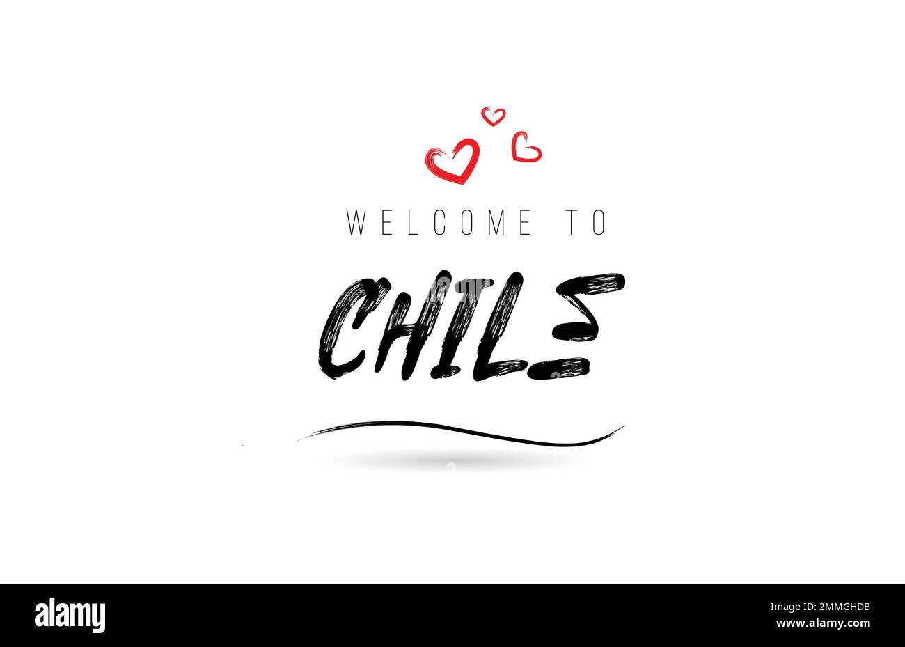 Welcome to CHILE country text typography with red love heart and black ...