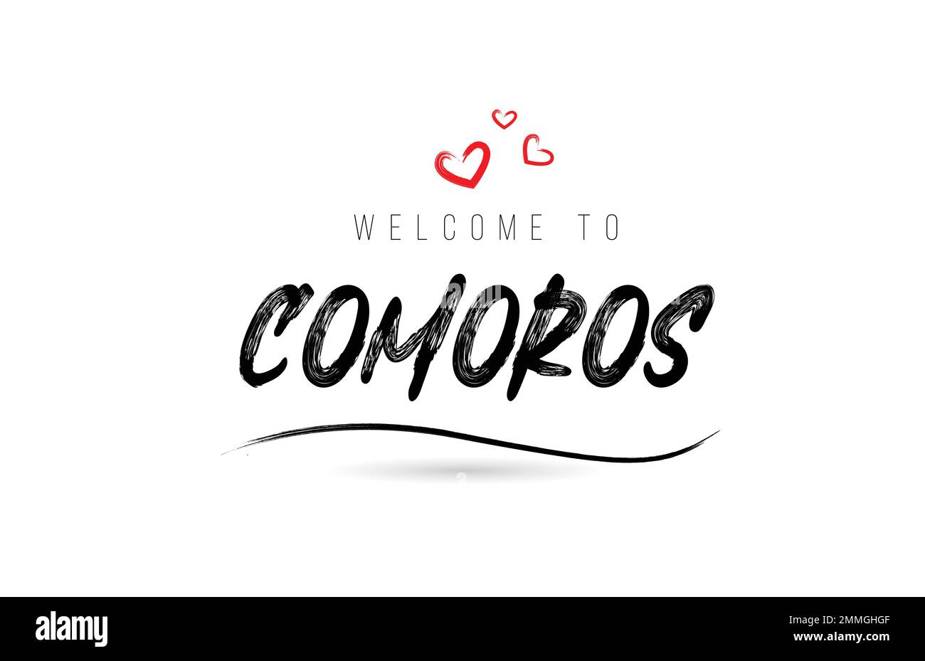 Welcome to COMOROS country text typography with red love heart and ...