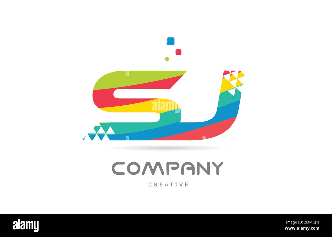 SM colorful alphabet letter logo icon design combination. Colored ...