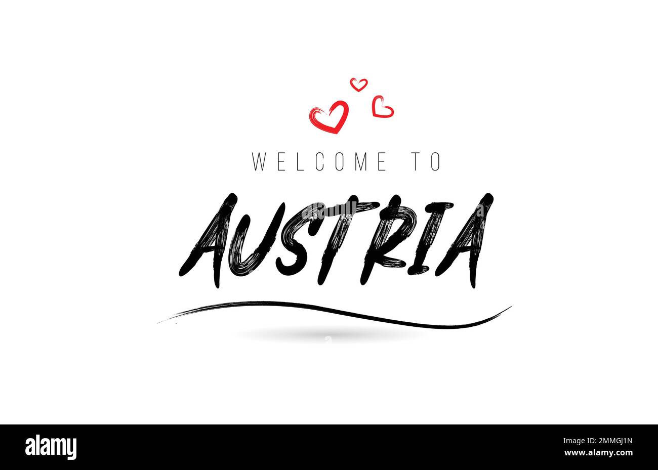 Welcome to AUSTRIA country text typography with red love heart and ...