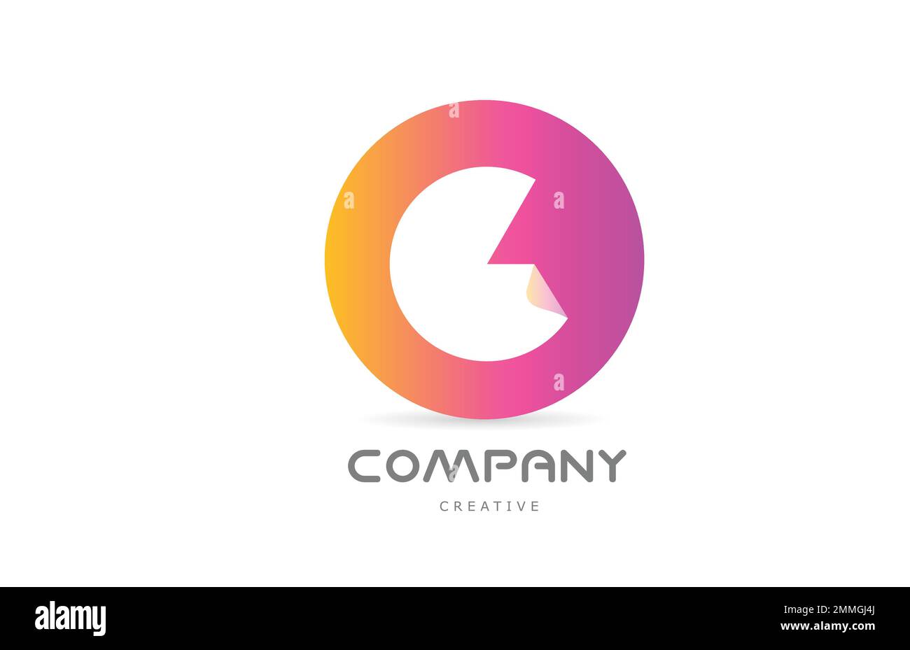 pink yellow G geometric alphabet letter logo icon design with folded ...