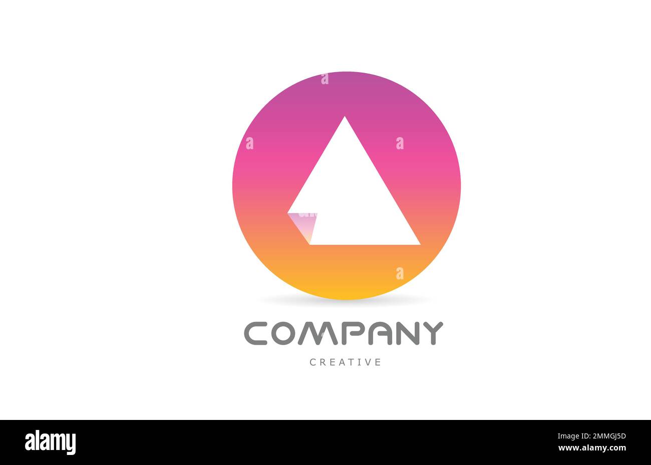 pink yellow A geometric alphabet letter logo icon design with folded ...
