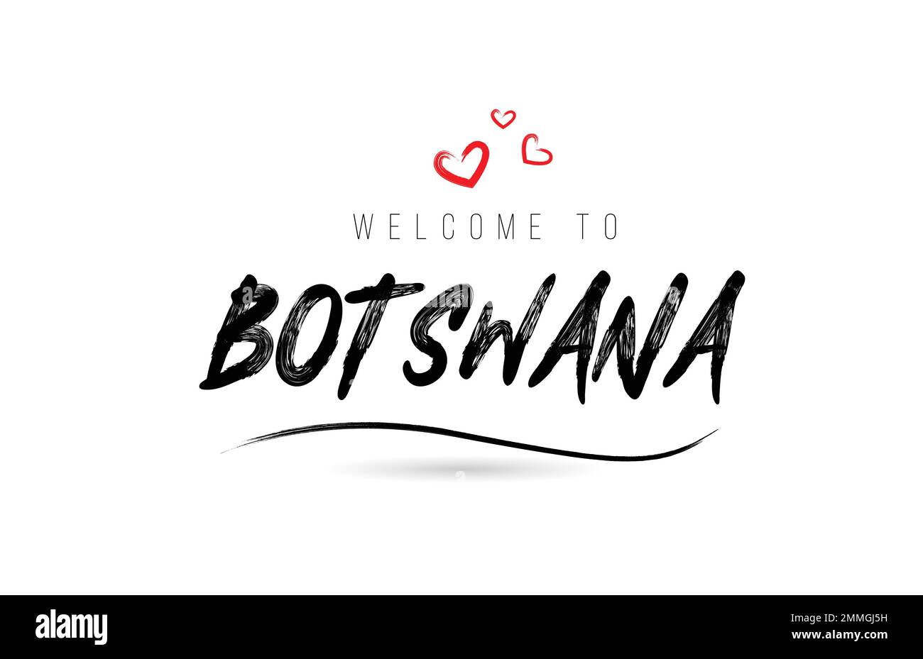 Welcome to BOTSWANA country text typography with red love heart and ...