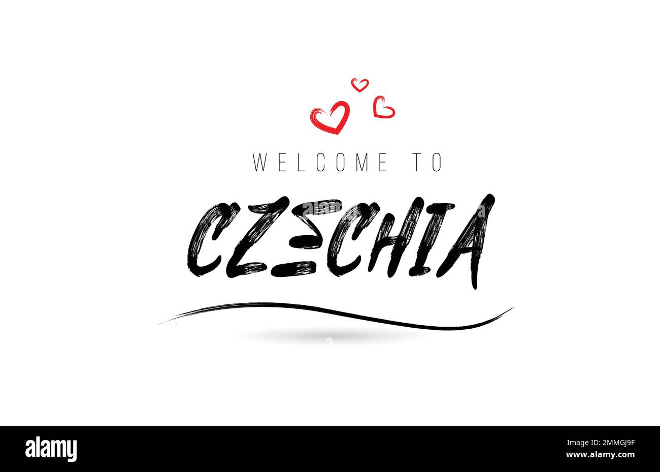 Welcome to CZECHIA country text typography with red love heart and ...