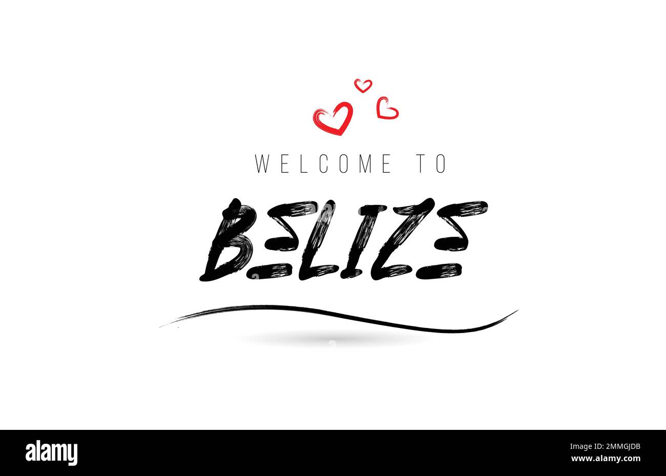 Welcome to BELIZE country text typography with red love heart and black ...
