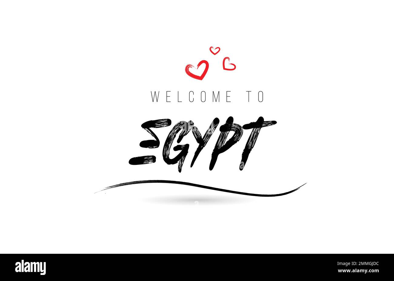 Welcome to EGYPT country text typography with red love heart and black ...