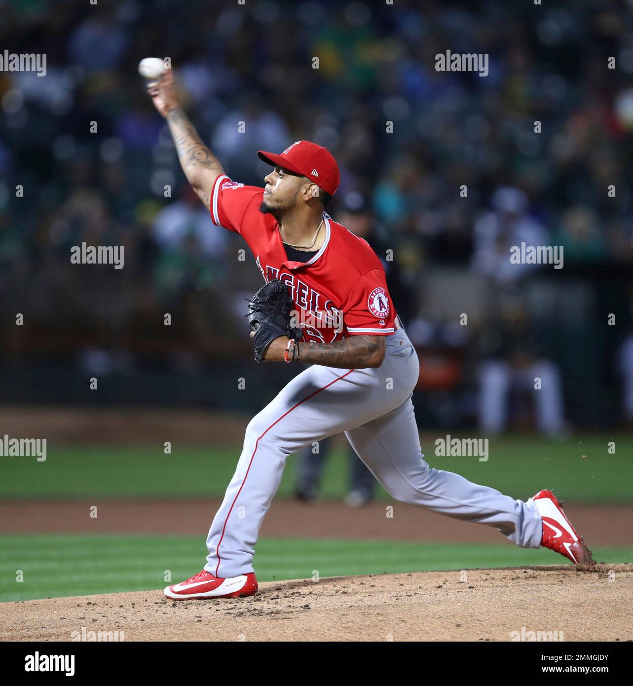 Los Angeles Angels pitcher Felix Pena works against the Oakland ...