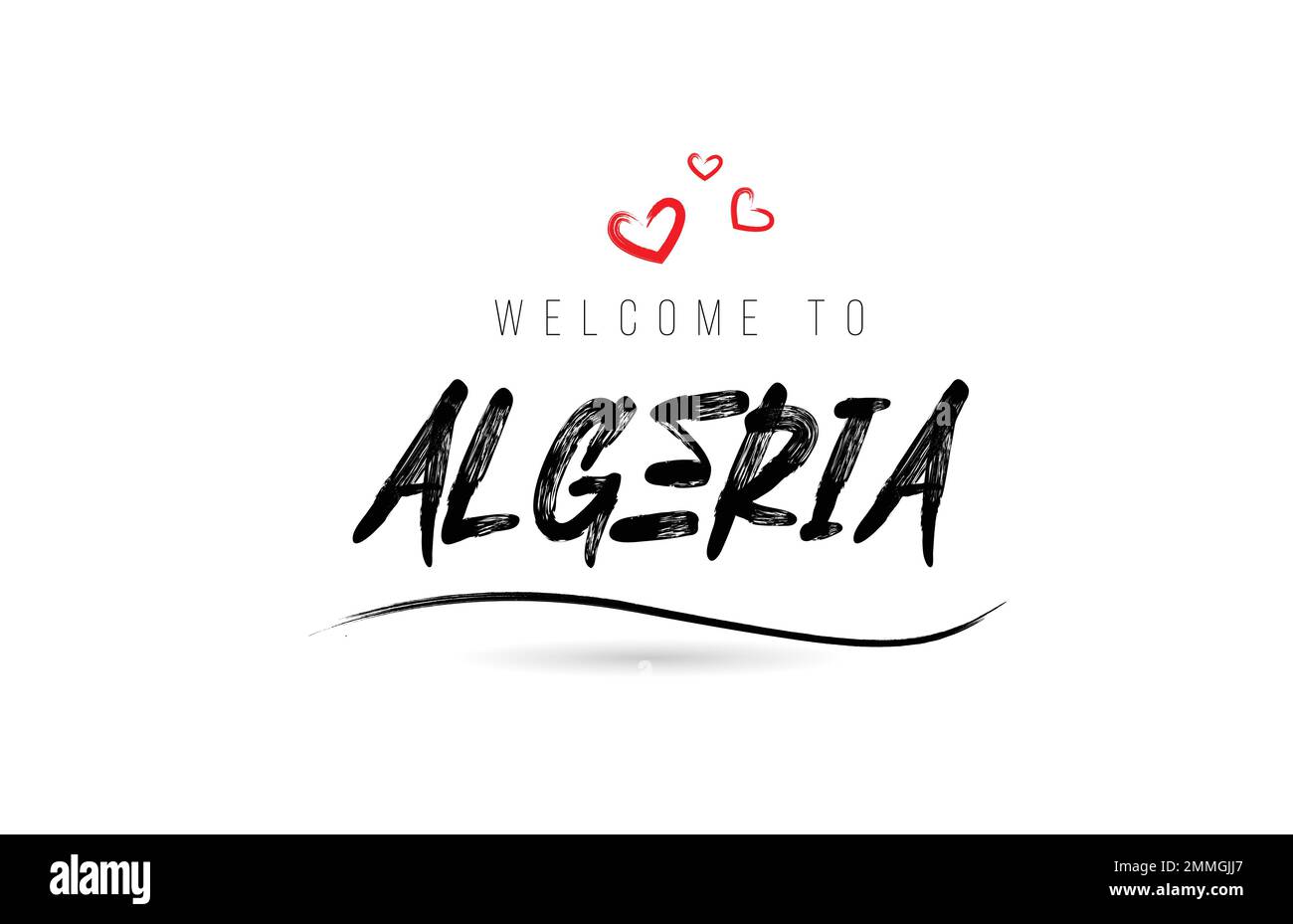 Welcome to ALGERIA country text typography with red love heart and ...
