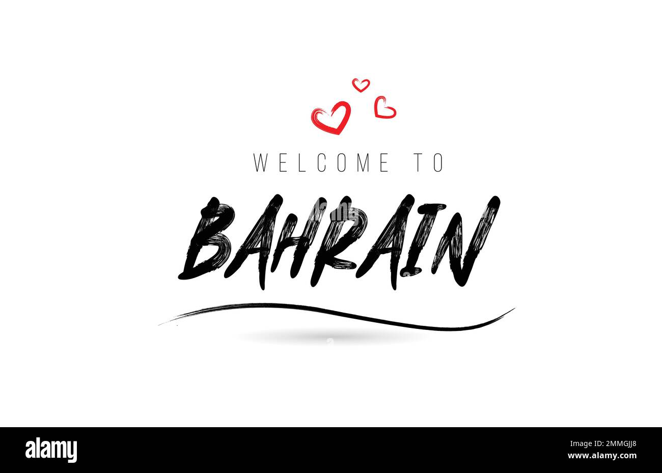 Welcome to BAHRAIN country text typography with red love heart and ...