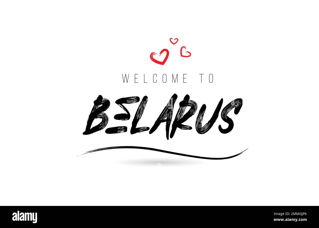 Welcome to BELARUS country text typography with red love heart and ...