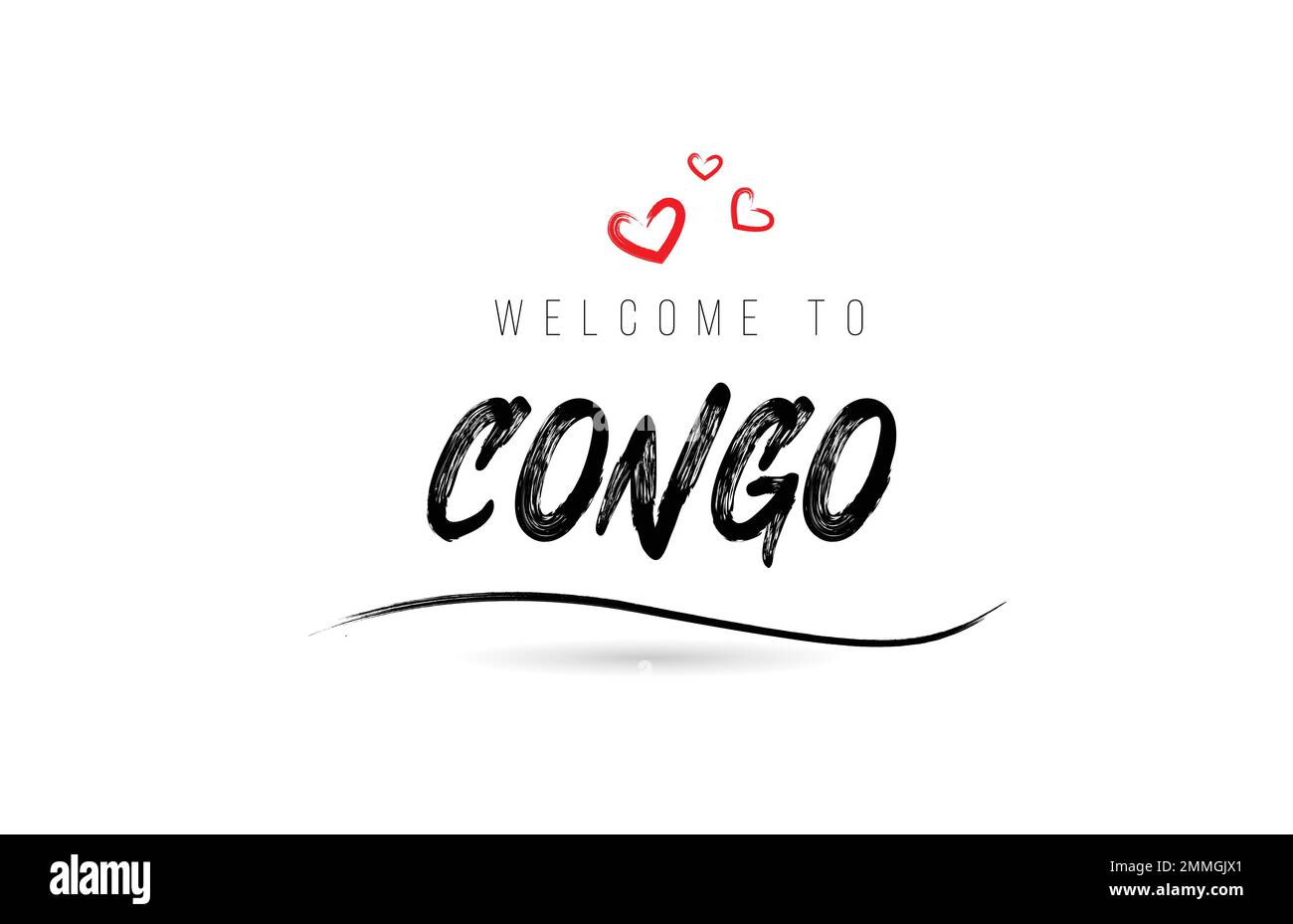 Welcome to CONGO country text typography with red love heart and black ...