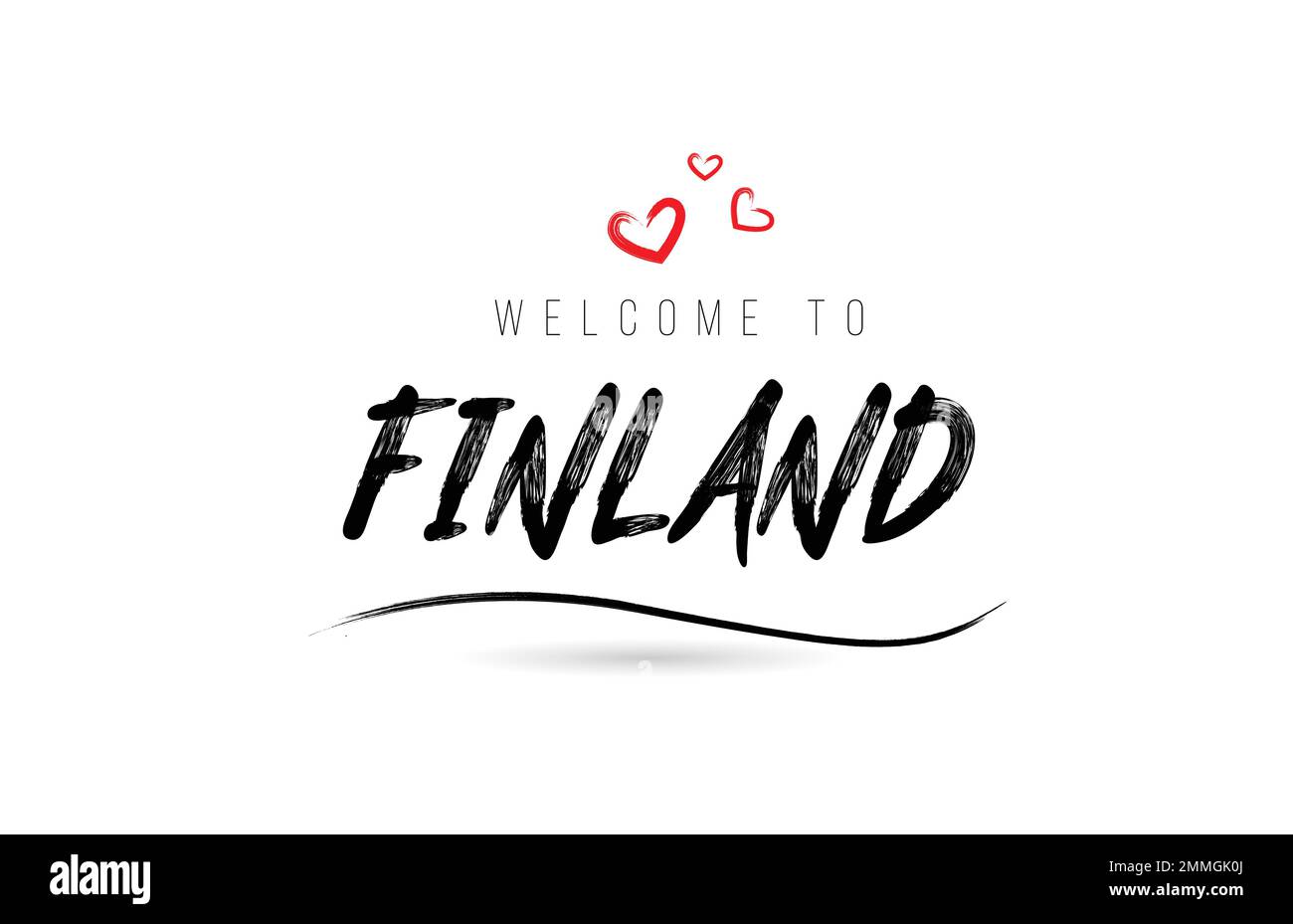 Welcome to FINLAND country text typography with red love heart and ...