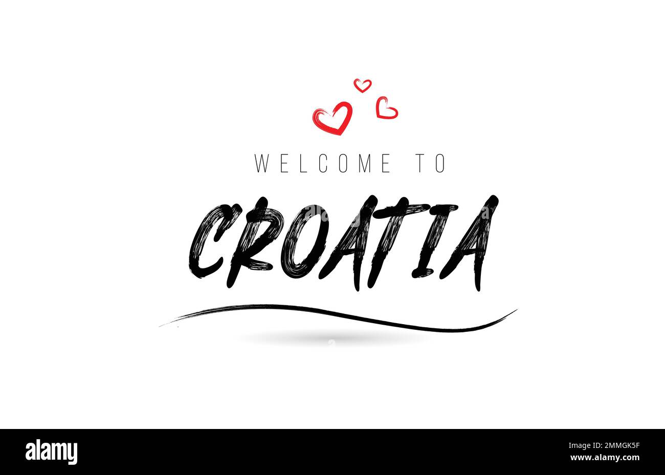 Welcome to CROATIA country text typography with red love heart and ...