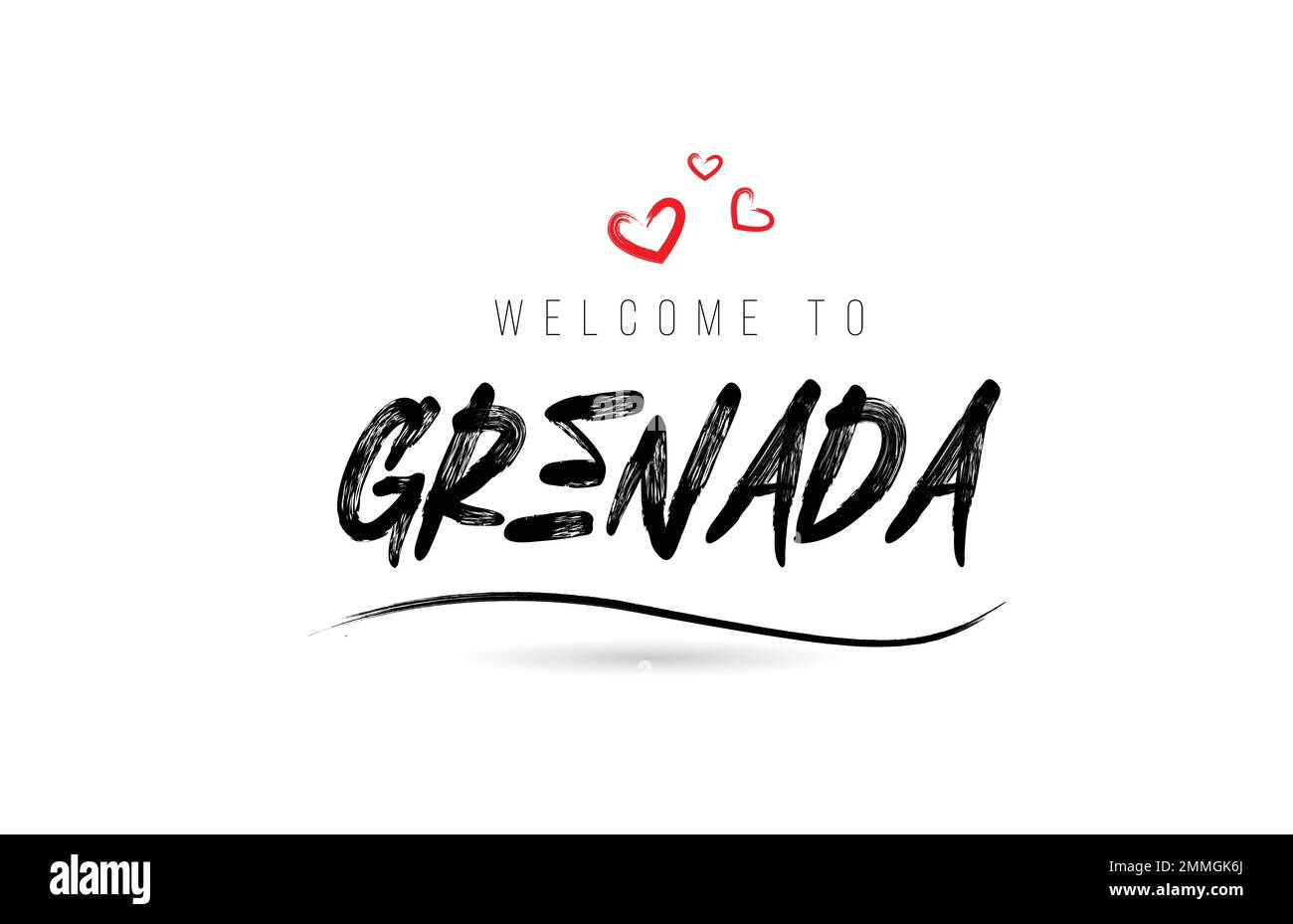 Welcome to GRENADA country text typography with red love heart and ...