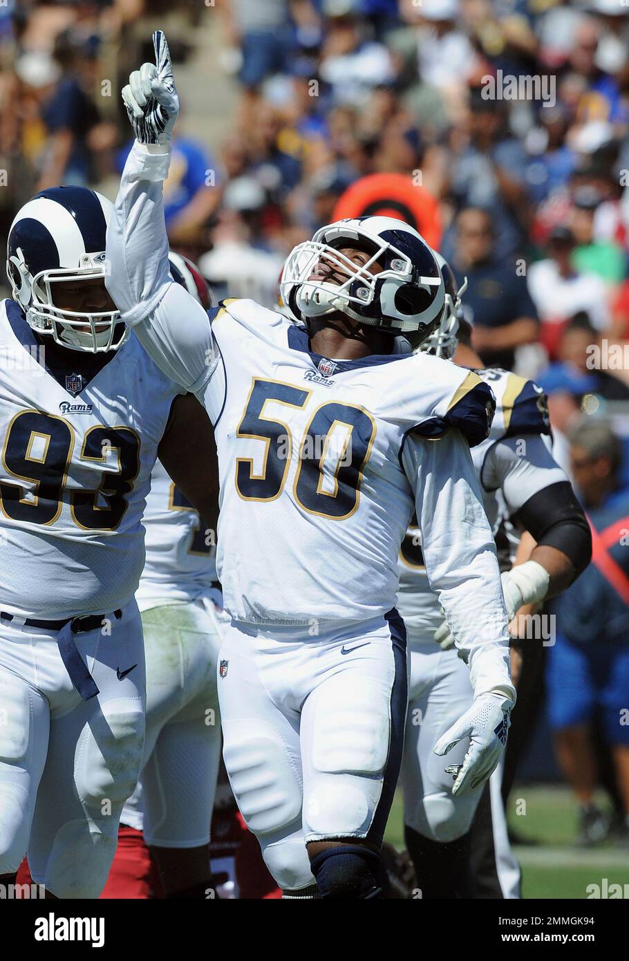 Los Angeles Rams linebacker Samson Ebukam (50) reacts after a play in ...