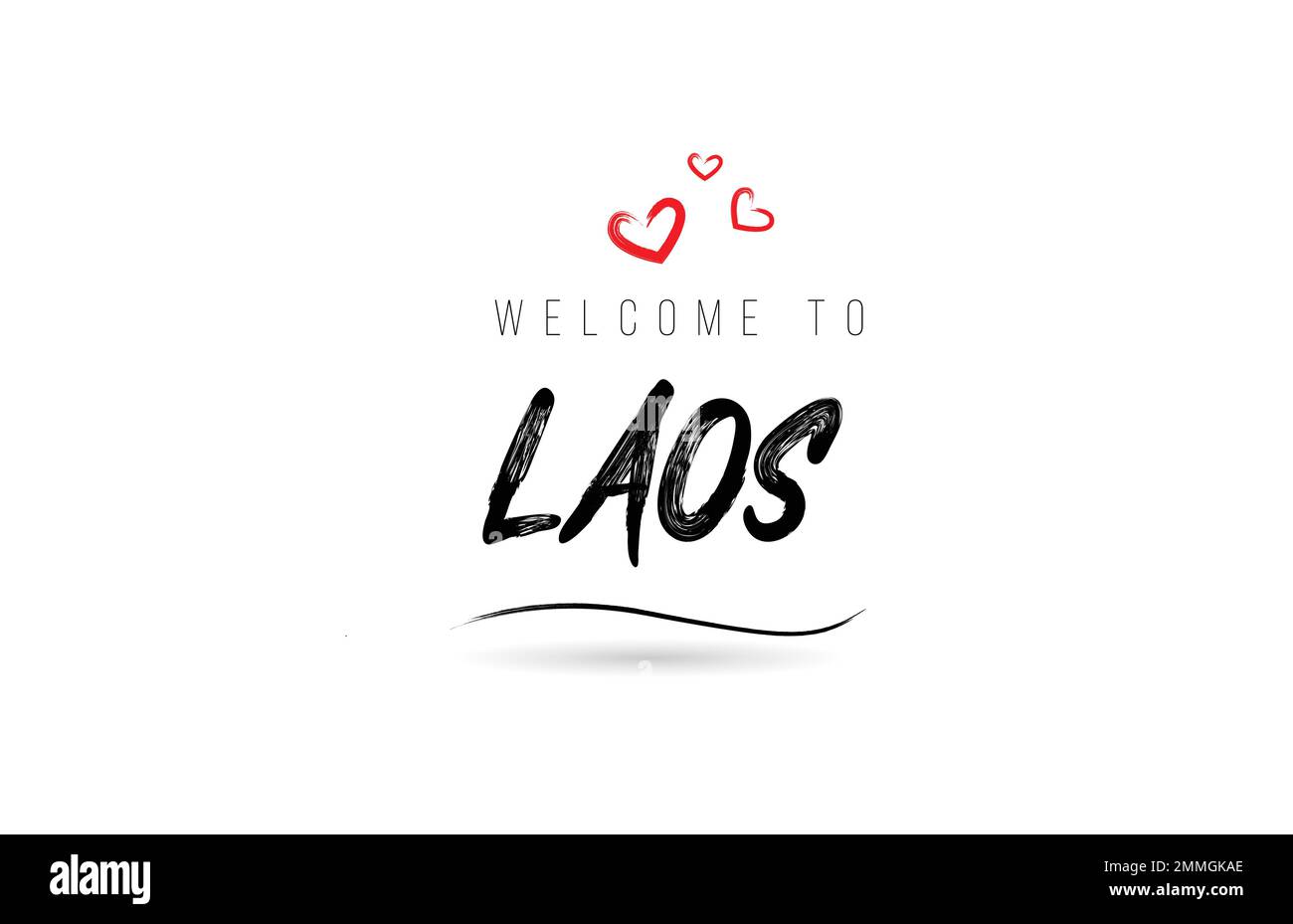 Welcome to LAOS country text typography with red love heart and black ...