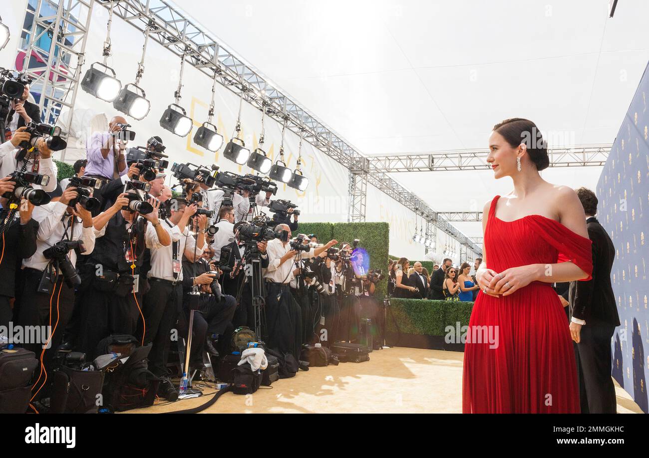 Rachel Brosnahan arrives at the 70th Primetime Emmy Awards on Monday ...