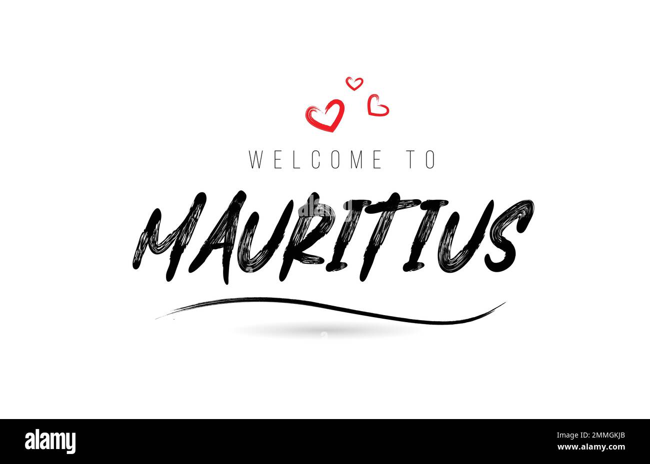 Welcome to MAURITIUS country text typography with red love heart and ...
