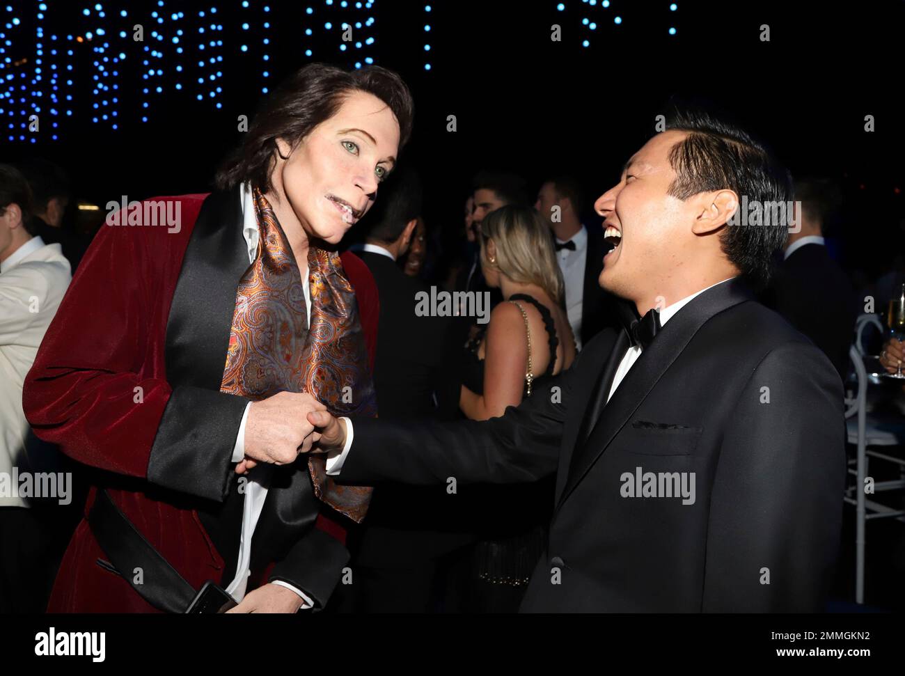 "Teddy Perkins", left, and Hiro Murai attend the Governors Ball for the ...