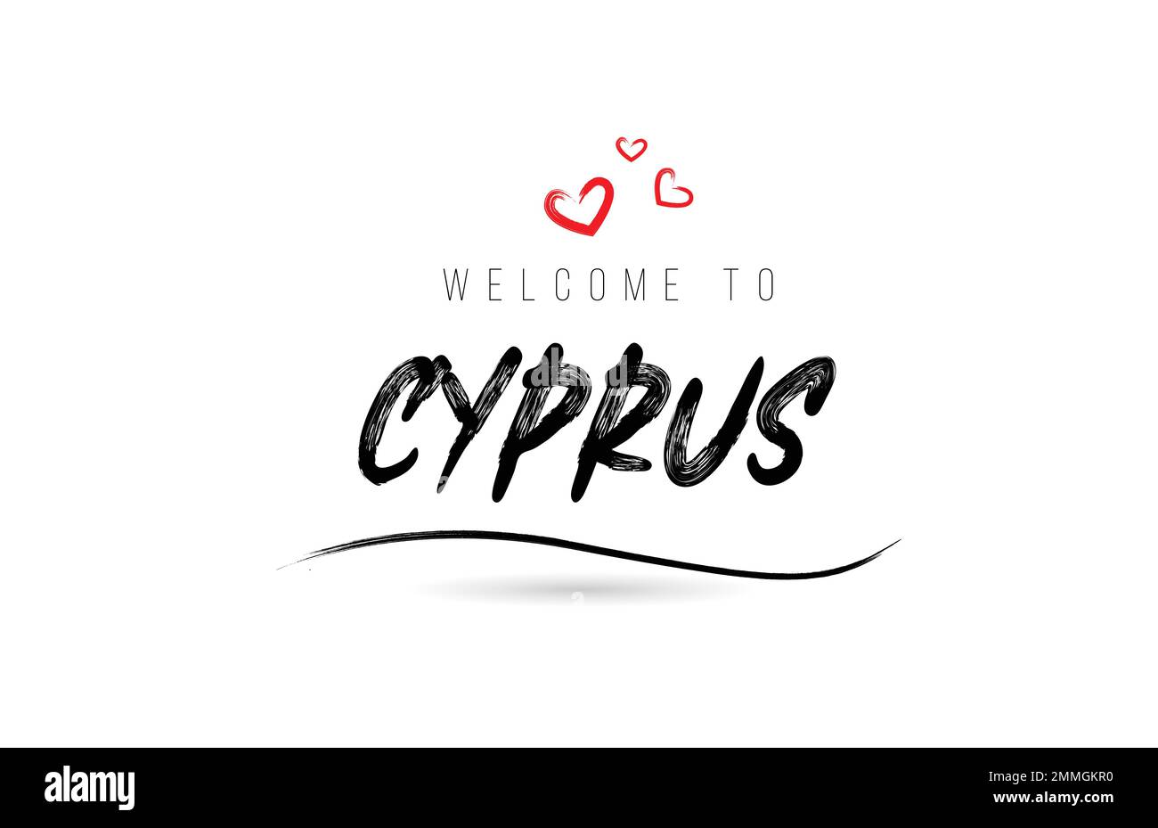 Welcome to CYPRUS country text typography with red love heart and black ...