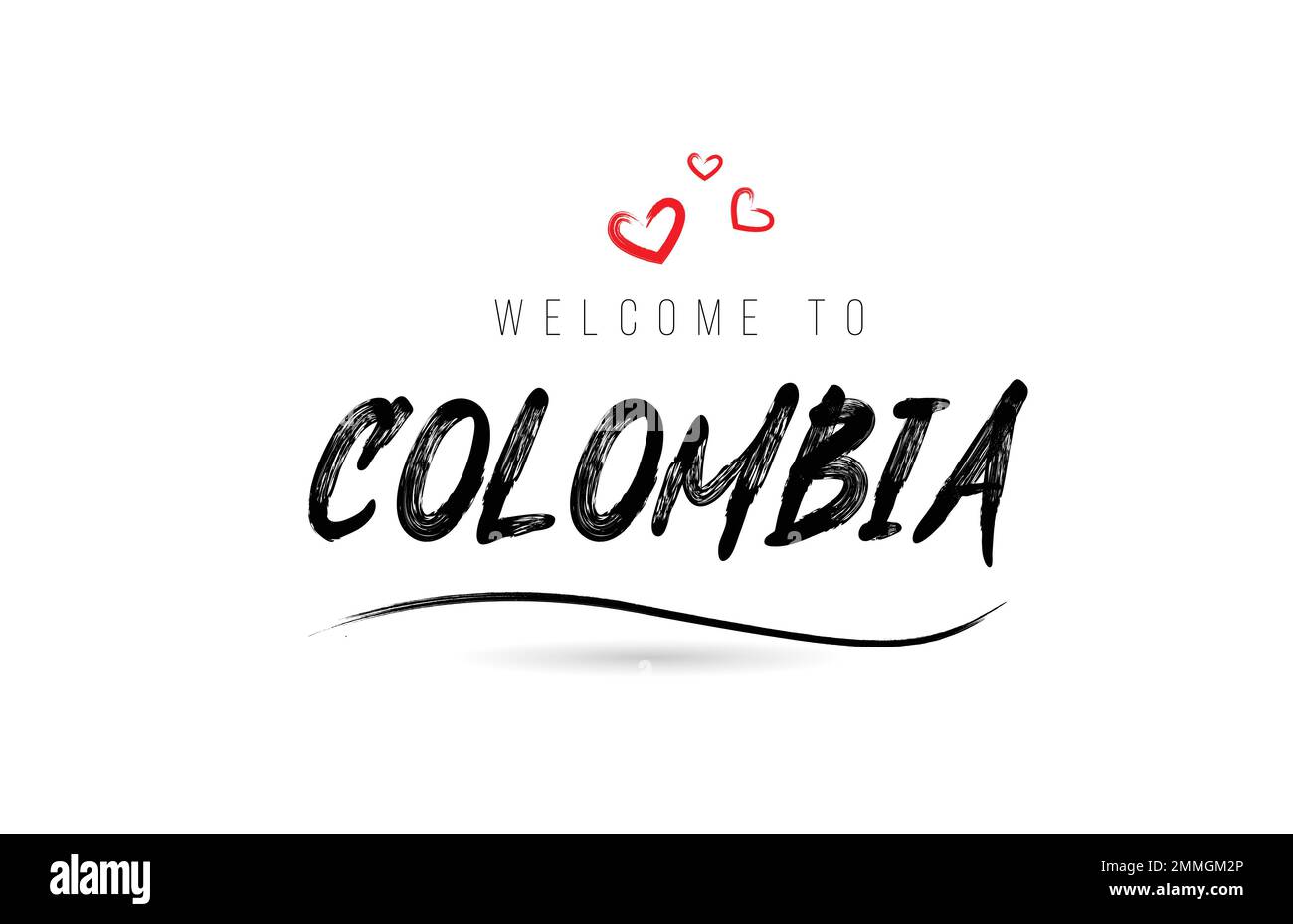 Welcome to COLOMBIA country text typography with red love heart and ...