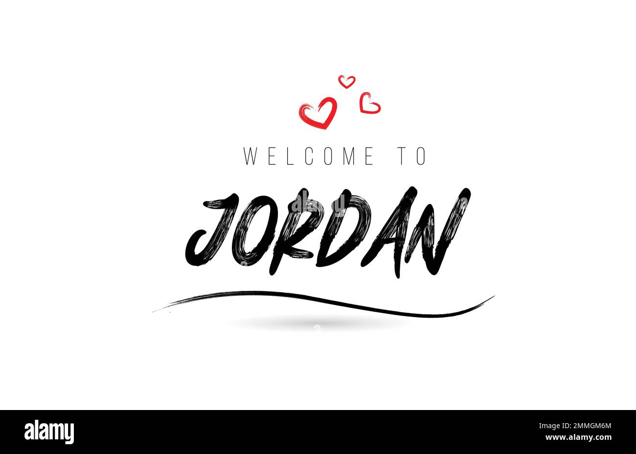 Welcome to JORDAN country text typography with red love heart and black ...