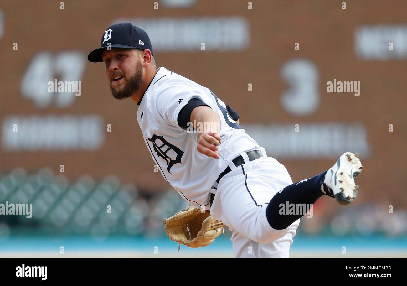 Detroit Tigers relief pitcher Matt Hall throws in the seventh inning of ...