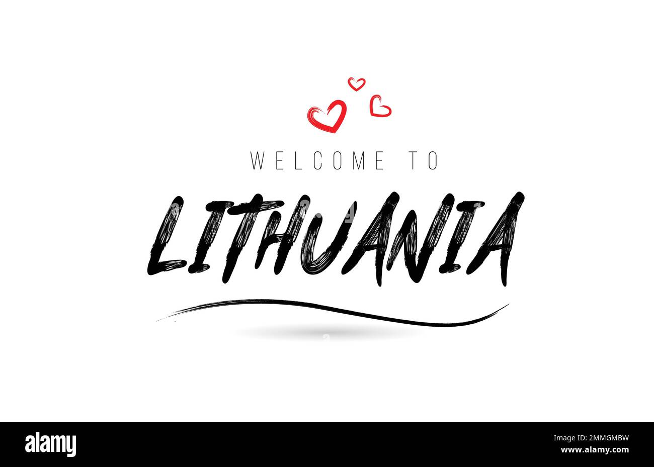 Welcome to LITHUANIA country text typography with red love heart and ...