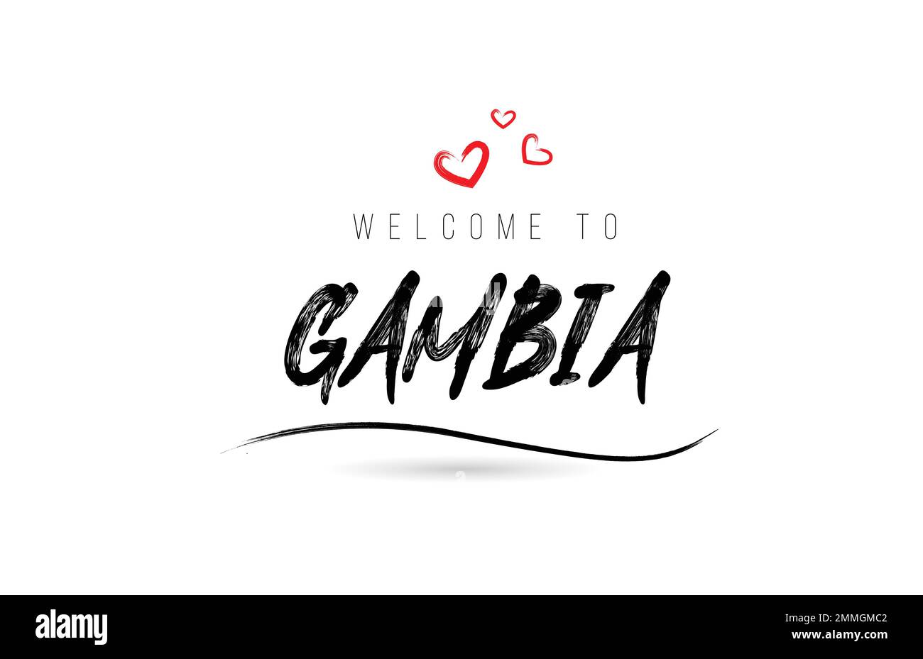 Welcome to GAMBIA country text typography with red love heart and black ...