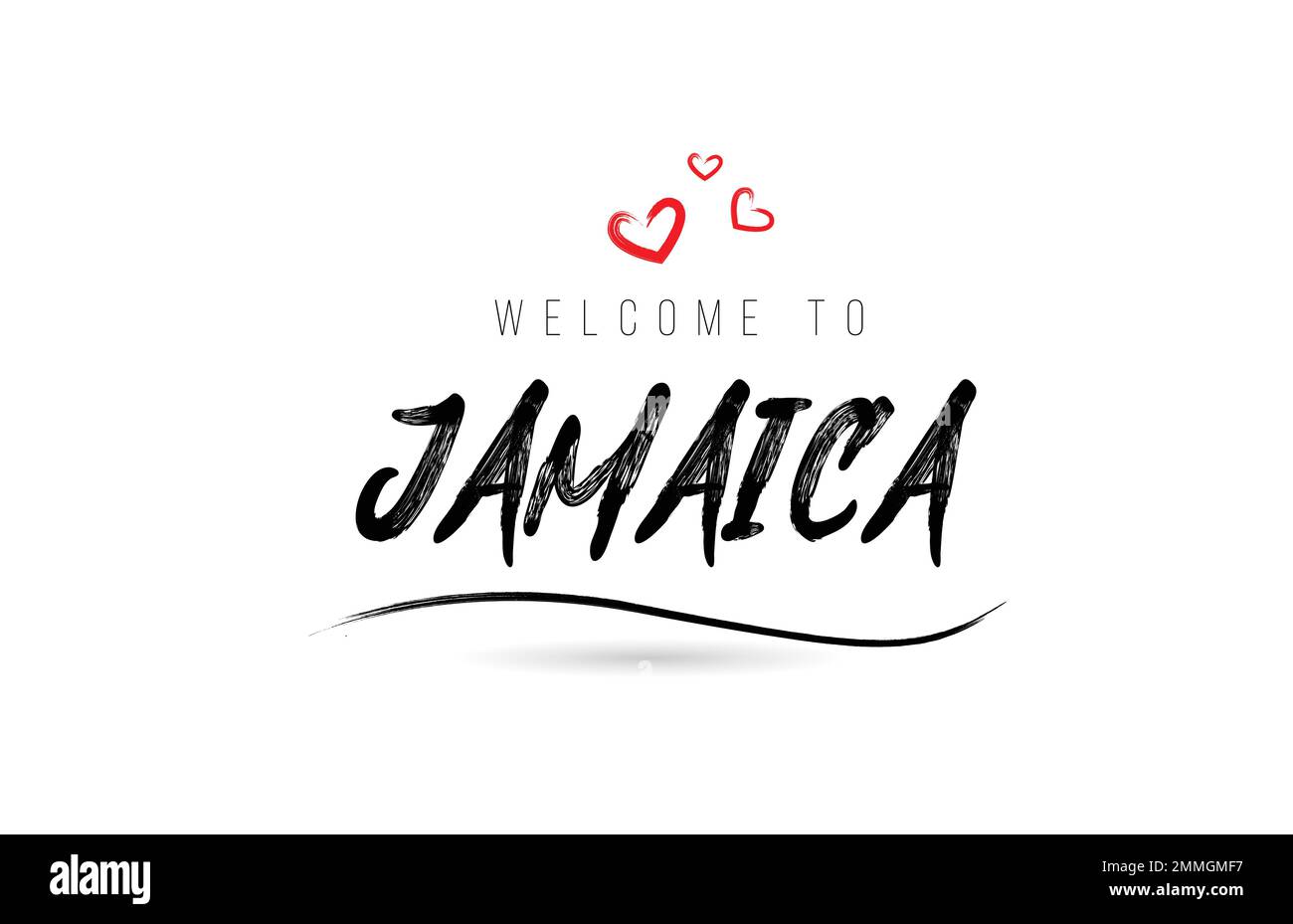 Welcome to JAMAICA country text typography with red love heart and ...