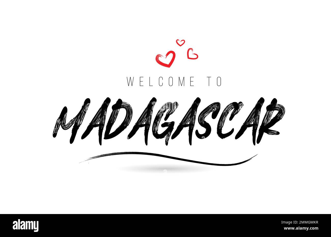 Welcome to MADAGASCAR country text typography with red love heart and ...