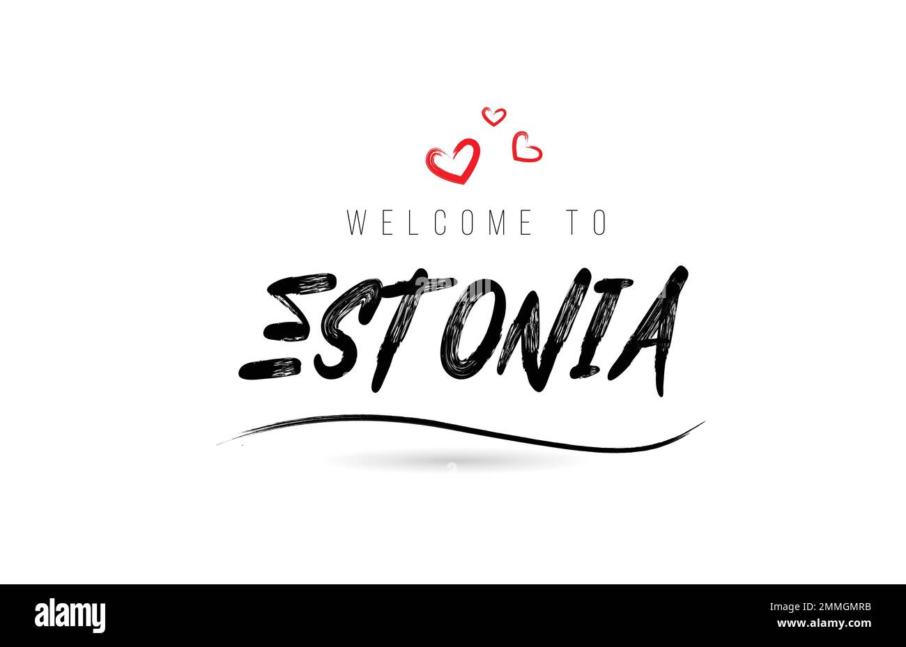 Welcome to ESTONIA country text typography with red love heart and ...