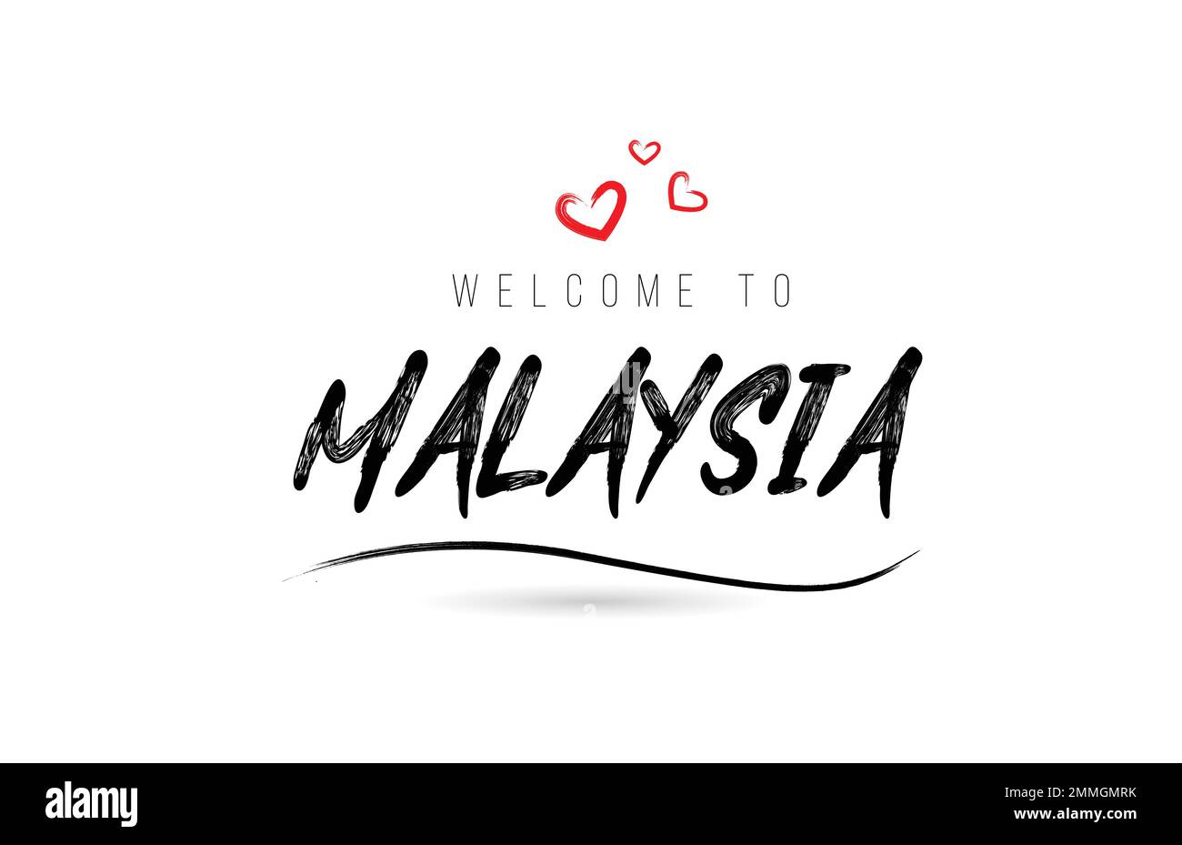 Welcome to MALAYSIA country text typography with red love heart and ...