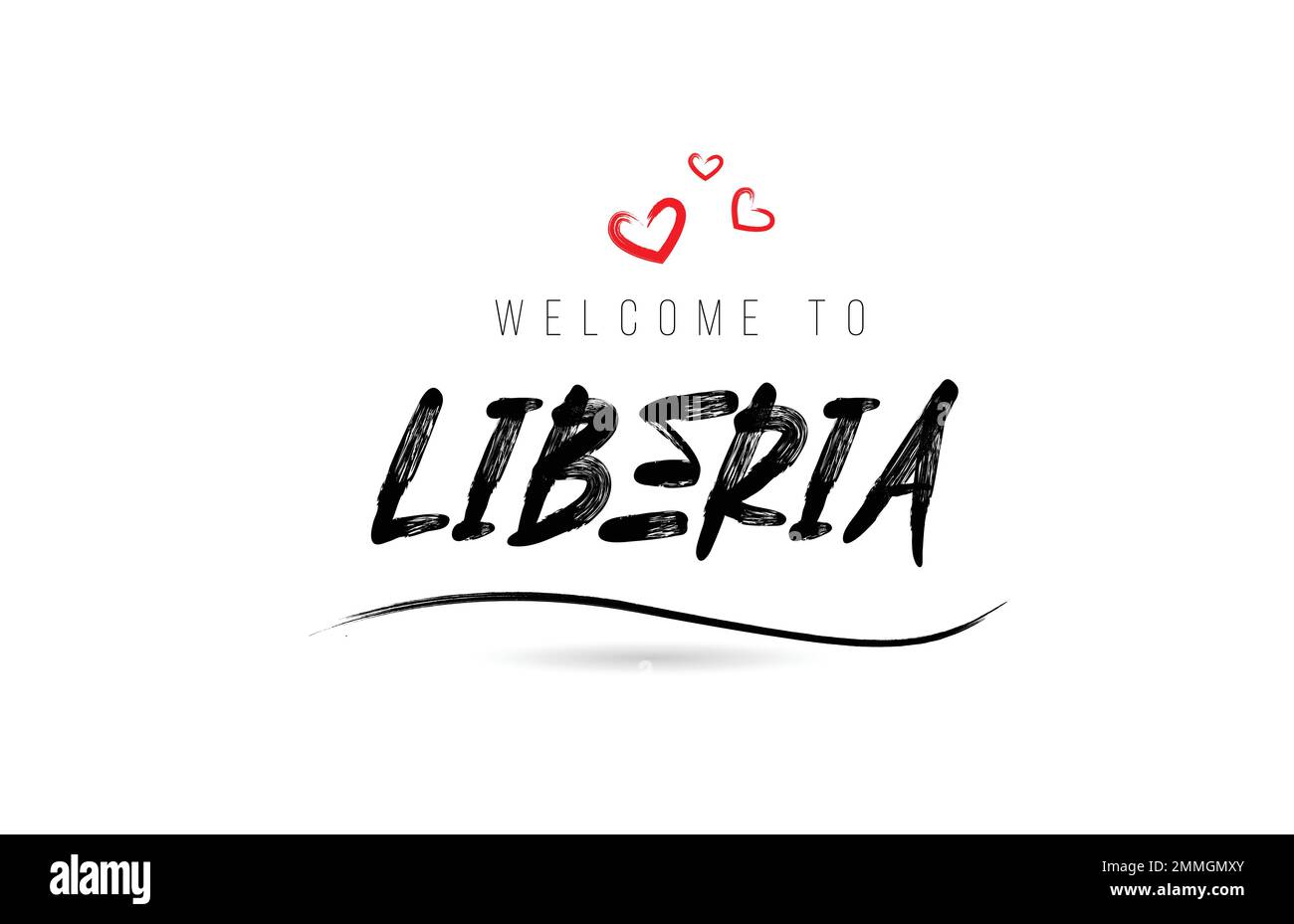 Welcome to LIBERIA country text typography with red love heart and ...