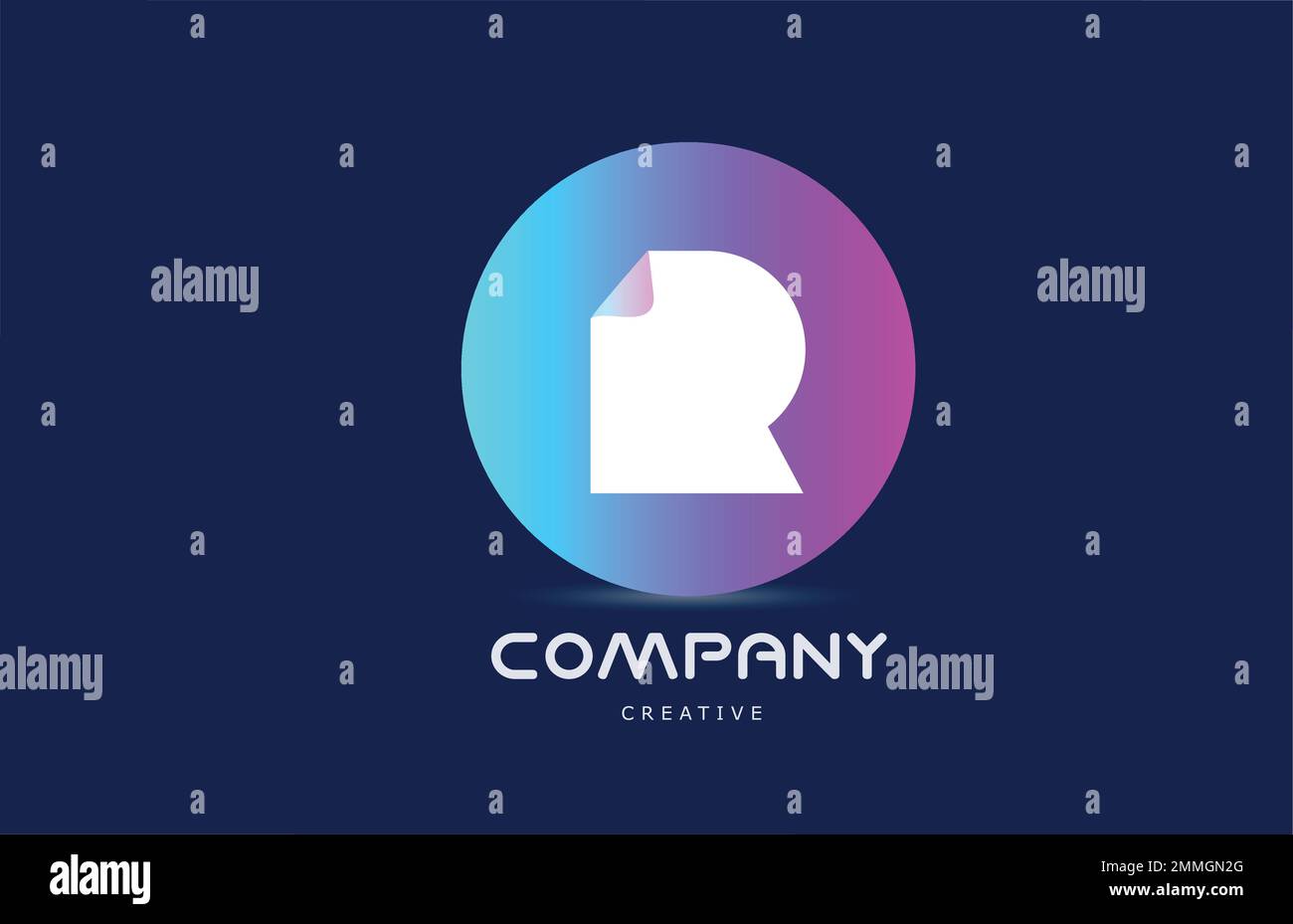 pink blue R geometric alphabet letter logo icon design with folded ...