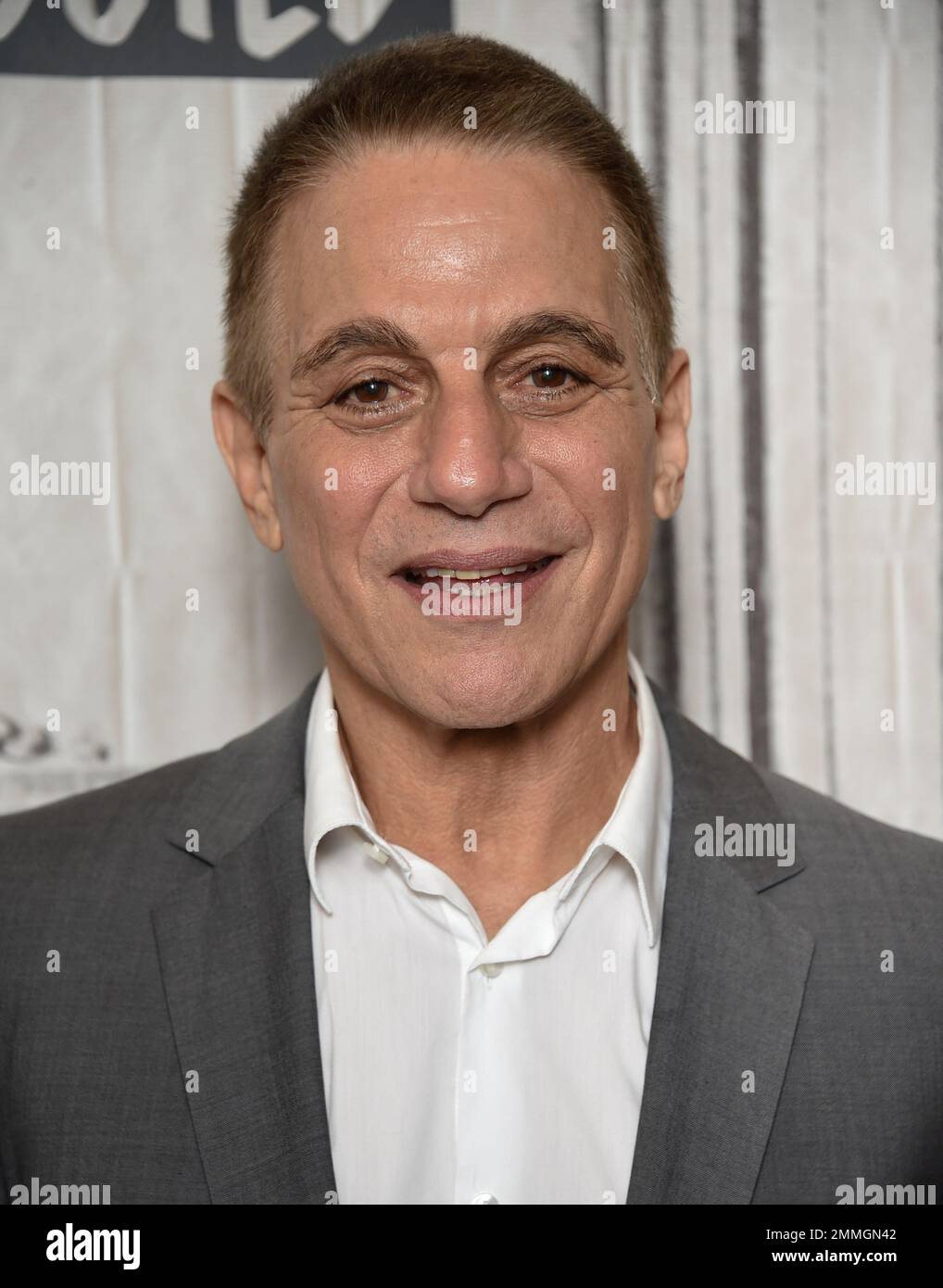 Actor Tony Danza poses backstage before participating in the BUILD ...