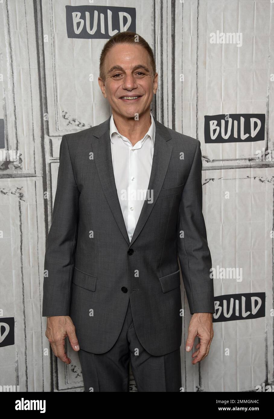 Actor Tony Danza poses backstage before participating in the BUILD ...