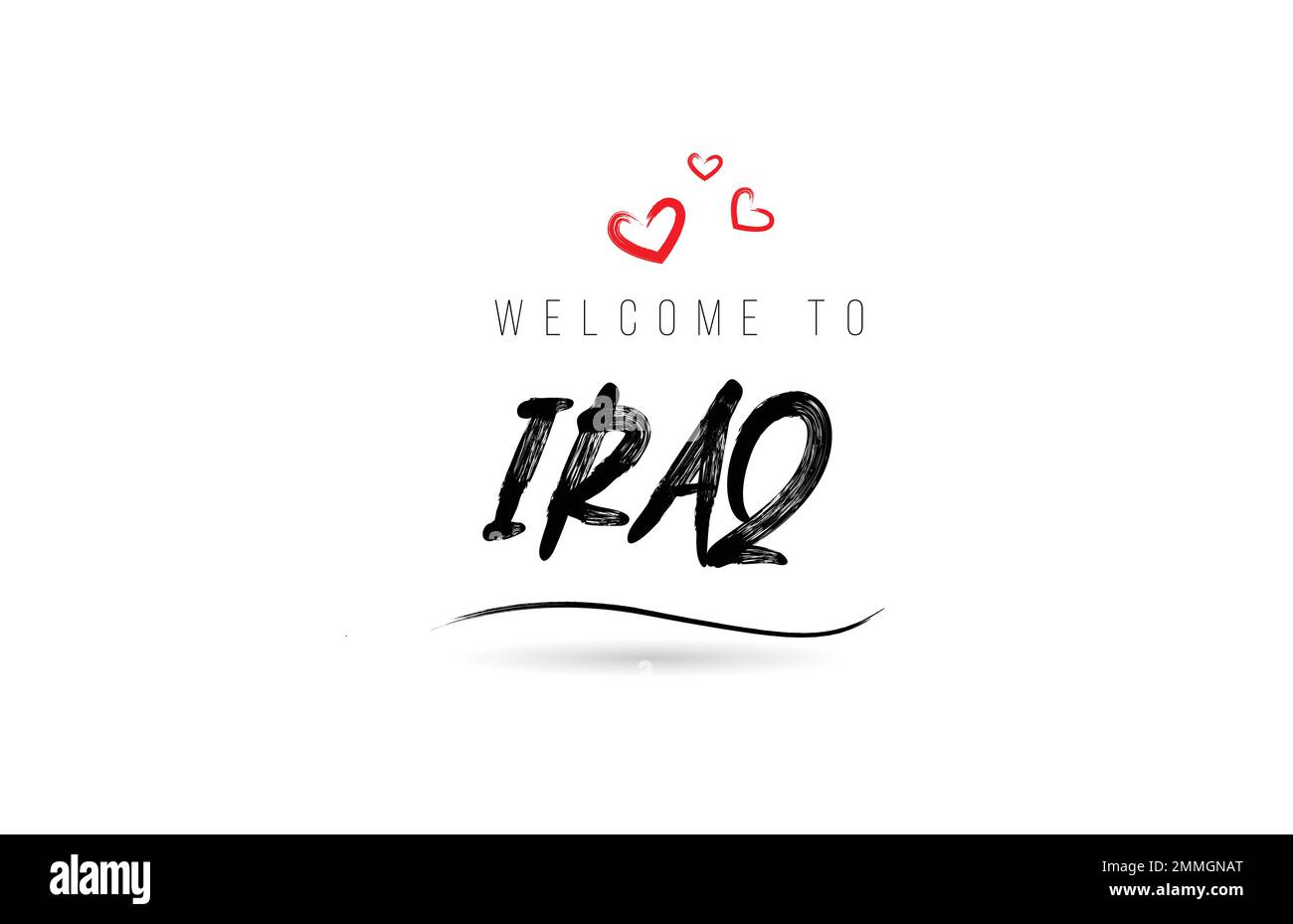 Welcome to IRAQ country text typography with red love heart and black ...