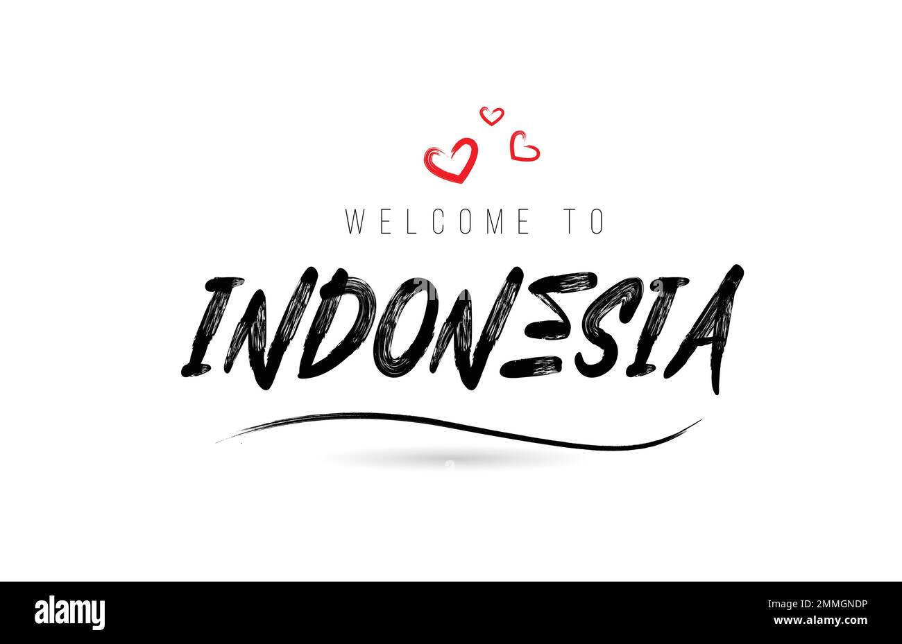 Welcome to INDONESIA country text typography with red love heart and ...