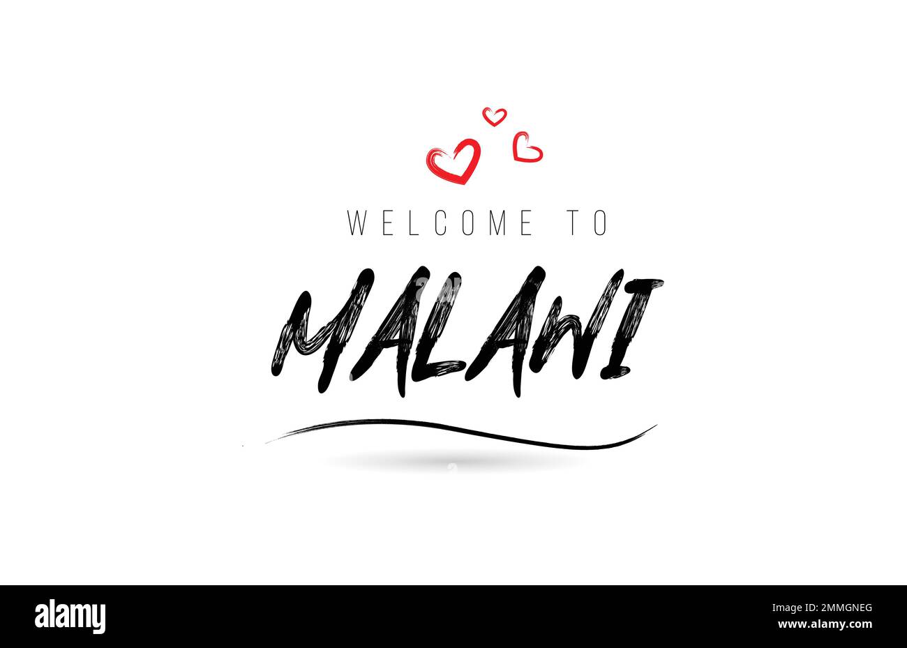 Welcome to MALAWI country text typography with red love heart and black ...