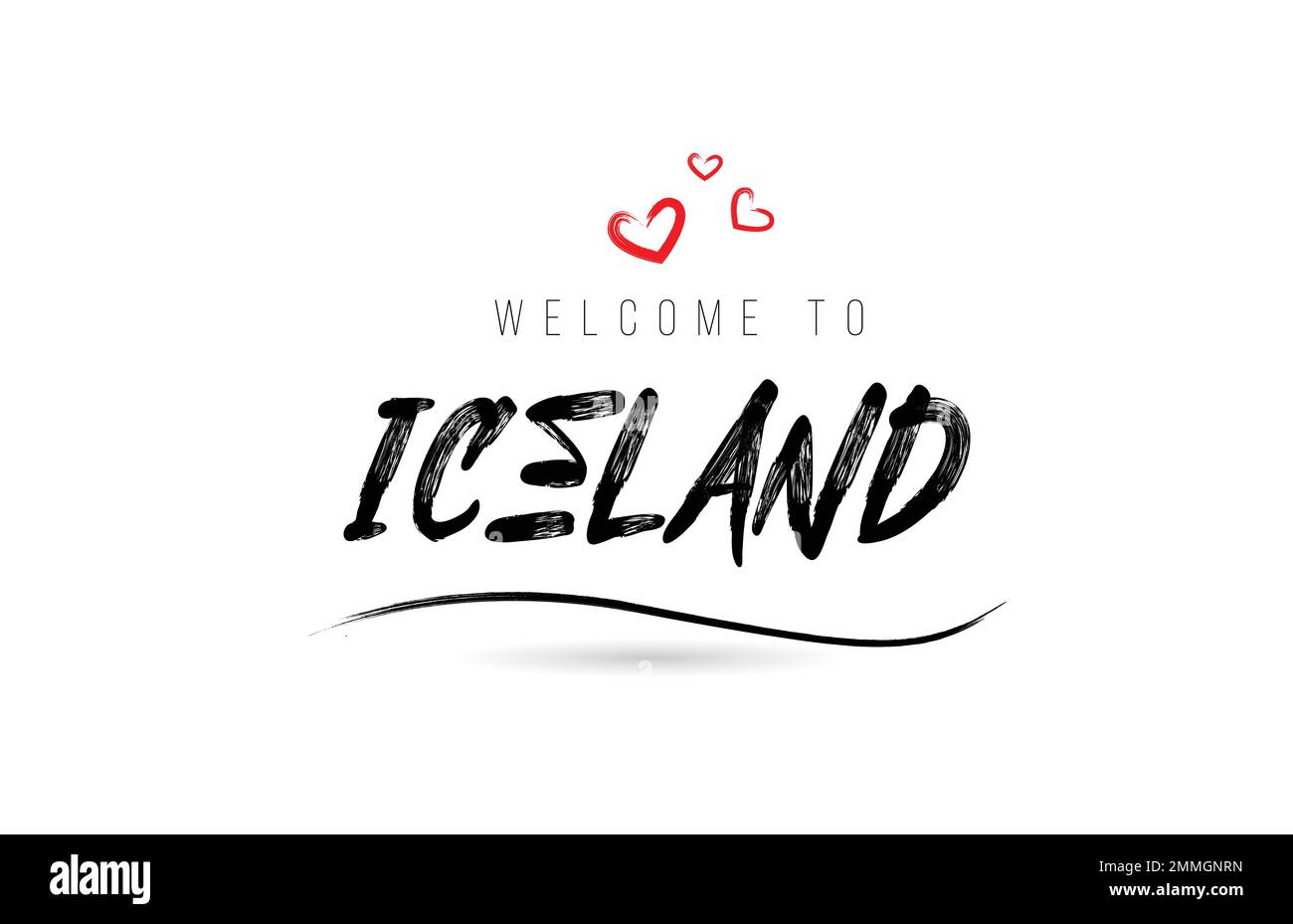Welcome to ICELAND country text typography with red love heart and ...