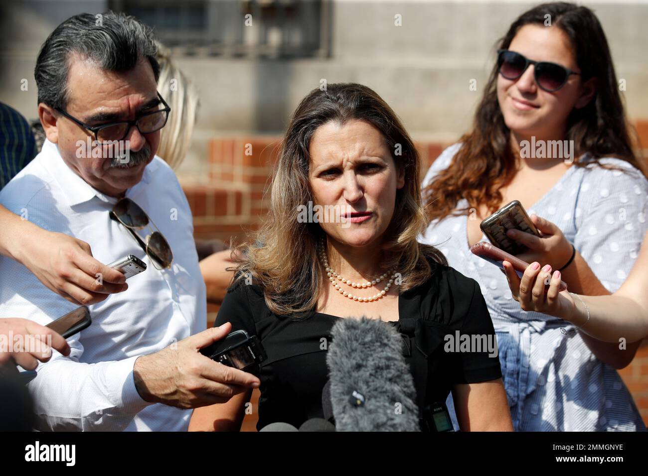 Canadian Foreign Affairs Minister Chrystia Freeland speaks as she ...