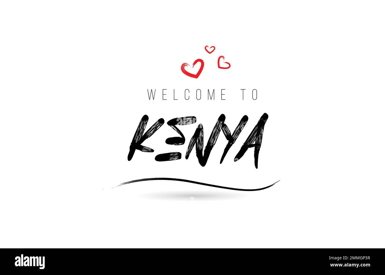 Welcome To Kenya Country Text Typography With Red Love Heart And Black